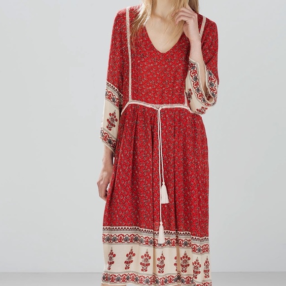 Zara | Dresses | Zara Nwt Boho Print Dress Size Medium Festival | Poshmark